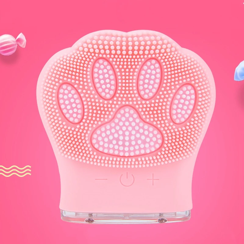 Cat Claw Shape Silicone Cleansing Instrument Ultrasonic Charging Facial ...