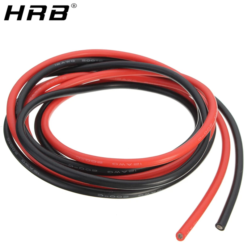1m Red 1m Black Silicone Wire 6awg 7awg 8awg 10awg 12awg 14awg 16awg 18awg 22awg 20awg Heatproof ...