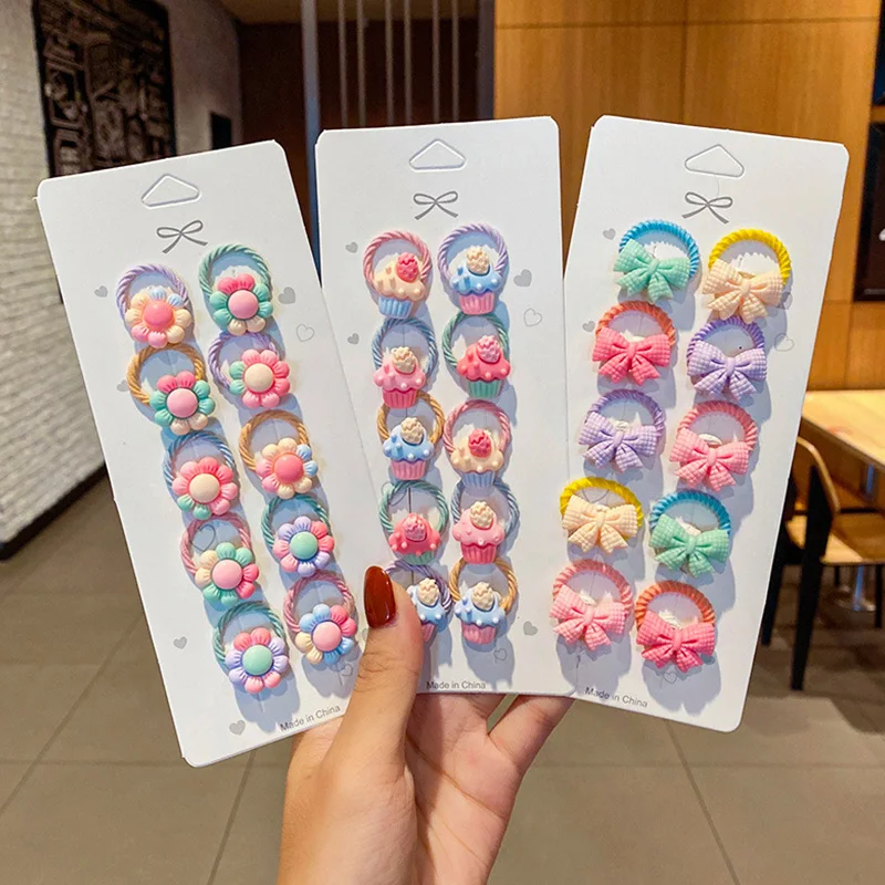10pcs/set Girls Rubber Band Elastic Hair Bands | Cute Hair Accessories ...