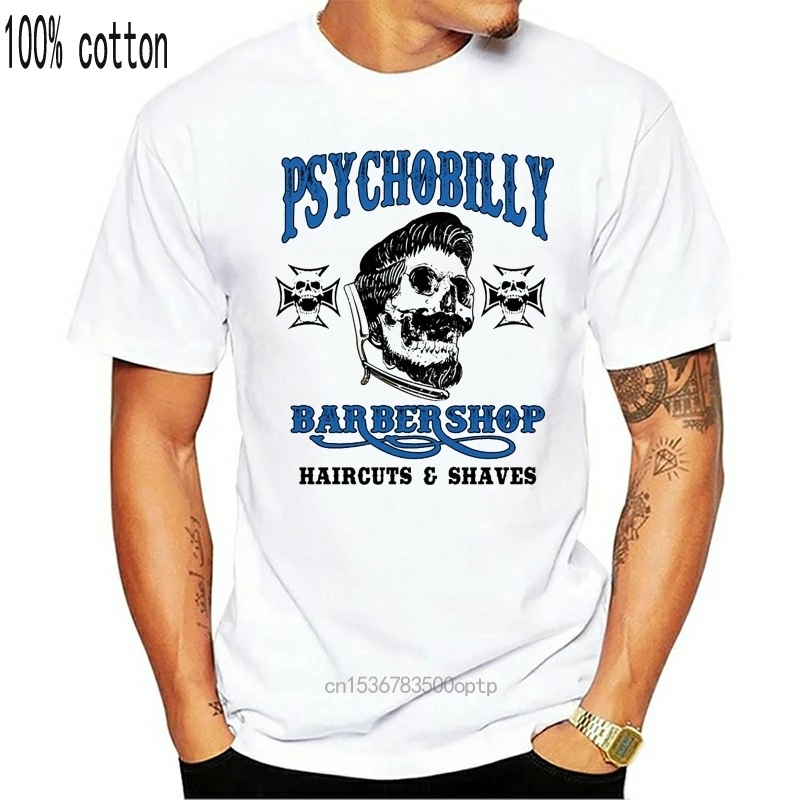 Summer Style New T Shirt Men Psychobilly T Shirt Barber Shop Rockabilly ...