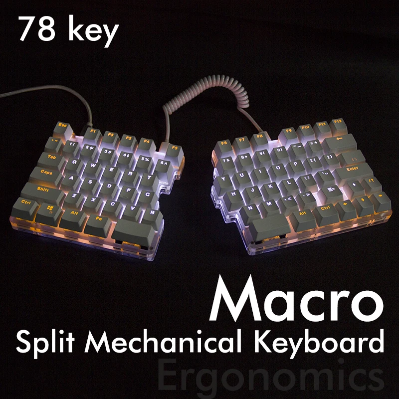 Split Macro Keyboard 78keys White Mechanical Multi- Modes Led Backlight ...