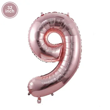 9 Balloon Number 9 Balloons Nine Blue Figure Green Globe 9th Birthday ...
