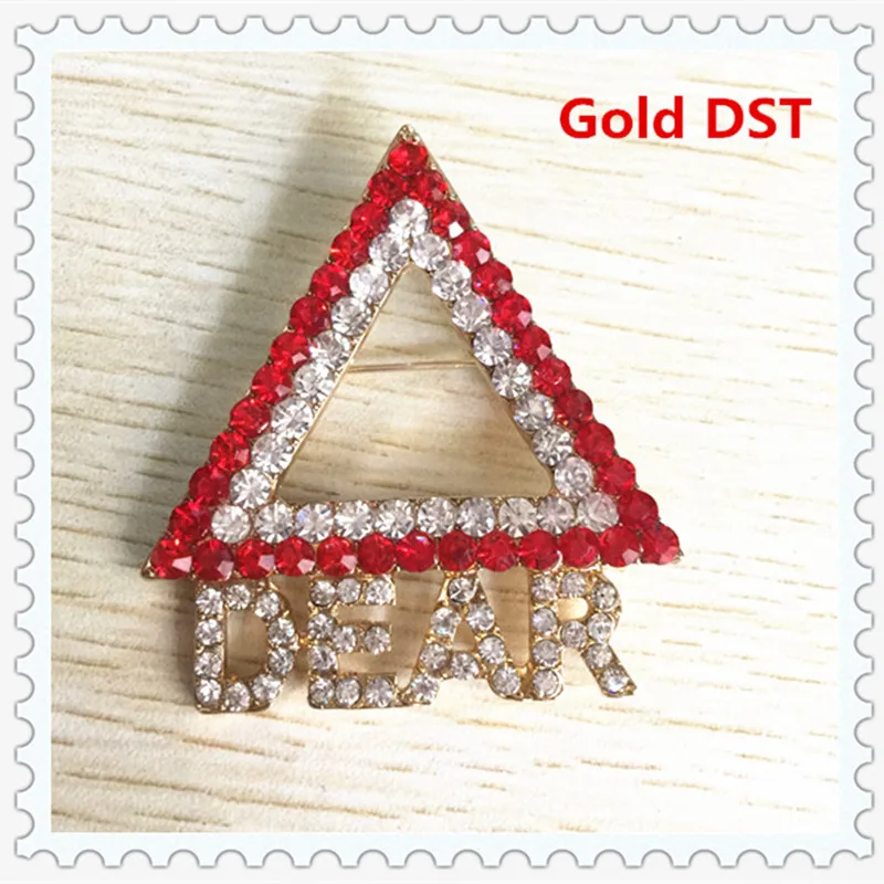 Fashion Triangle Sigma Crystal Brooch 45*45mm Red Clear Lapel ...