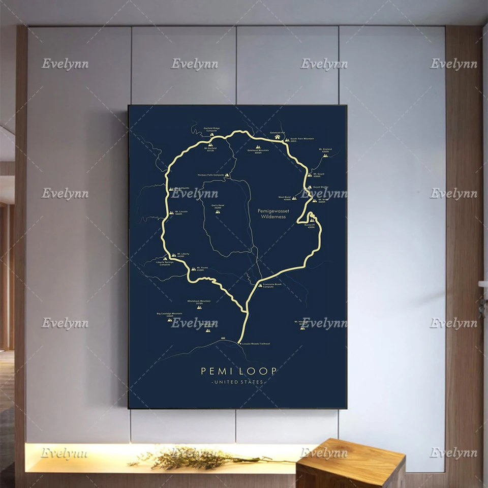 Pemi-Loop-Map-Pemi-Loop-Poster-White-Mountain-Hiking-USA-Hiking-Trail ...