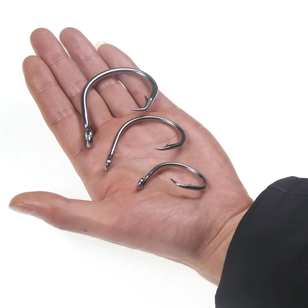 Saltwater Fishing Large Size Stainless Steel Hook Barbed Offset Circle ...
