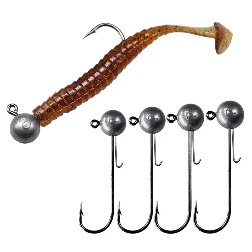 5pcs-Lead-Head-Fishing-Hooks-14g-Weedless-Jig-Head-Barbed-Hook-For-Soft ...