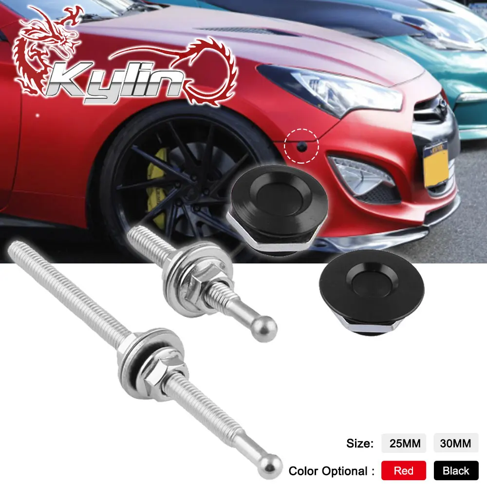 25mm/30mm Universal JDM Style Push Button Billet Hood Pins Lock Clip ...