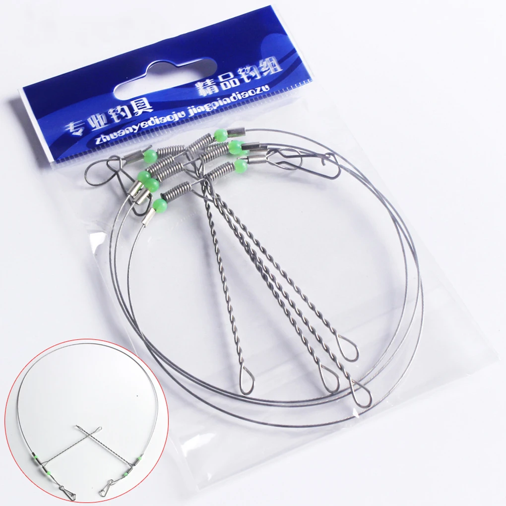 2-3-4-5Pcs-Stainless-Steel-Fishing-Rigs-Wire-Leader-Rope-Line-Swivel ...