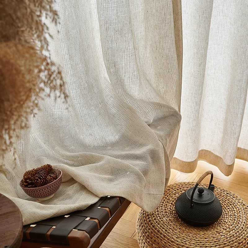 Natural-Linen-Curtains-Solid-Color-Vintage-Cotton-Curtains-Semi ...