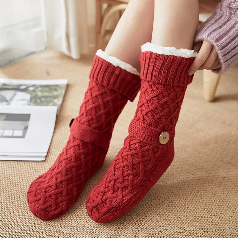 Christmas Socks Autumn and Winter Women's Room Socks Snow Socks ...
