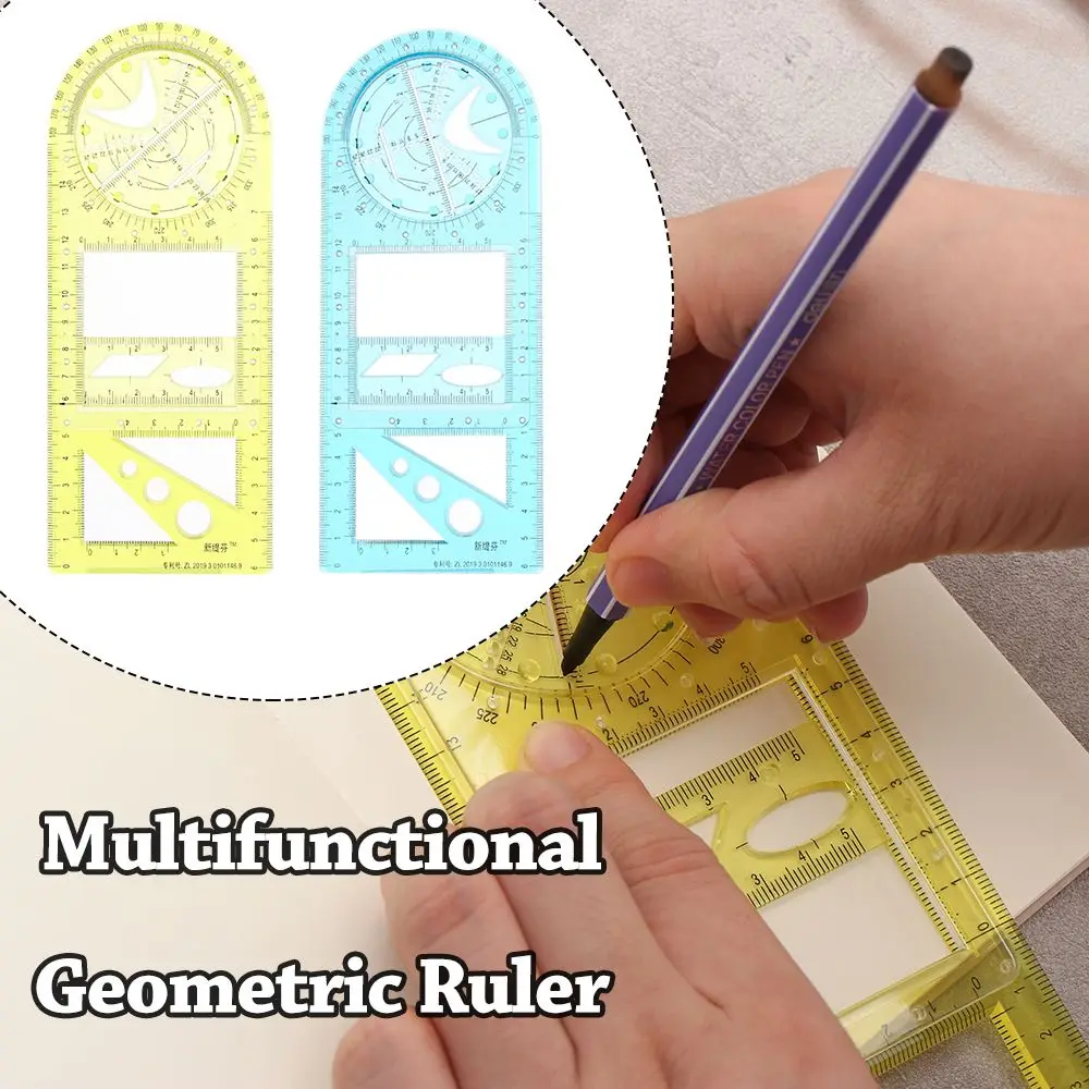 1PC-Multifunctional-Geometric-Ruler-Rotatable-Drawing-Template ...