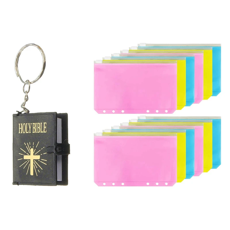 1x-Bible-Key-Ring-in-English-Christian-Gift-Black-12Pcs-Binder-Pocket ...