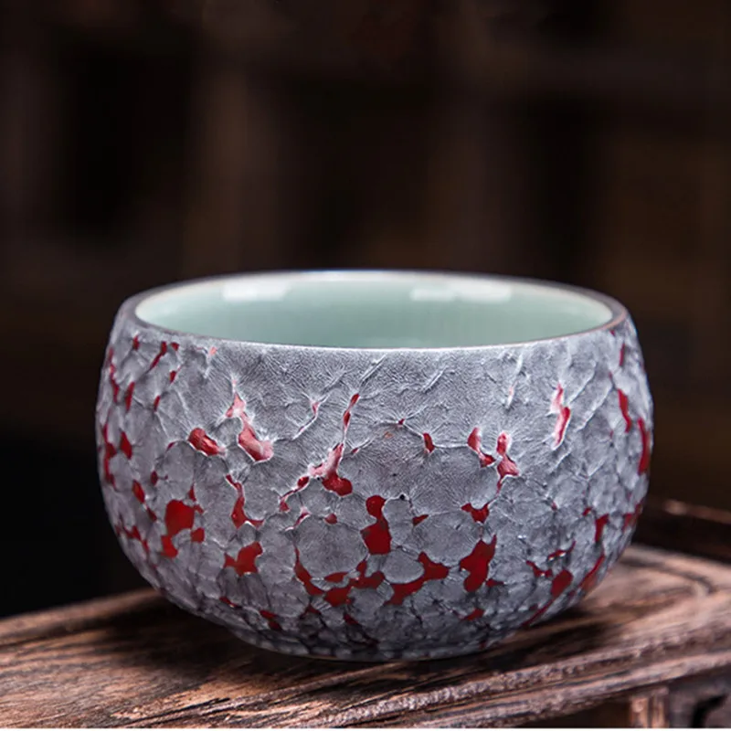 Retro Coarse Pottery Tea Cup Glaze Ceramic Teacup Tea Ware 130ml Tea ...