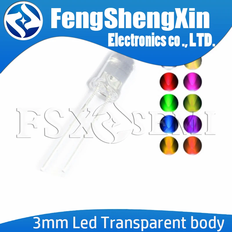 100pcs 3MM Led white/blue/red/yellow/green/pink/purple light bulbs ...