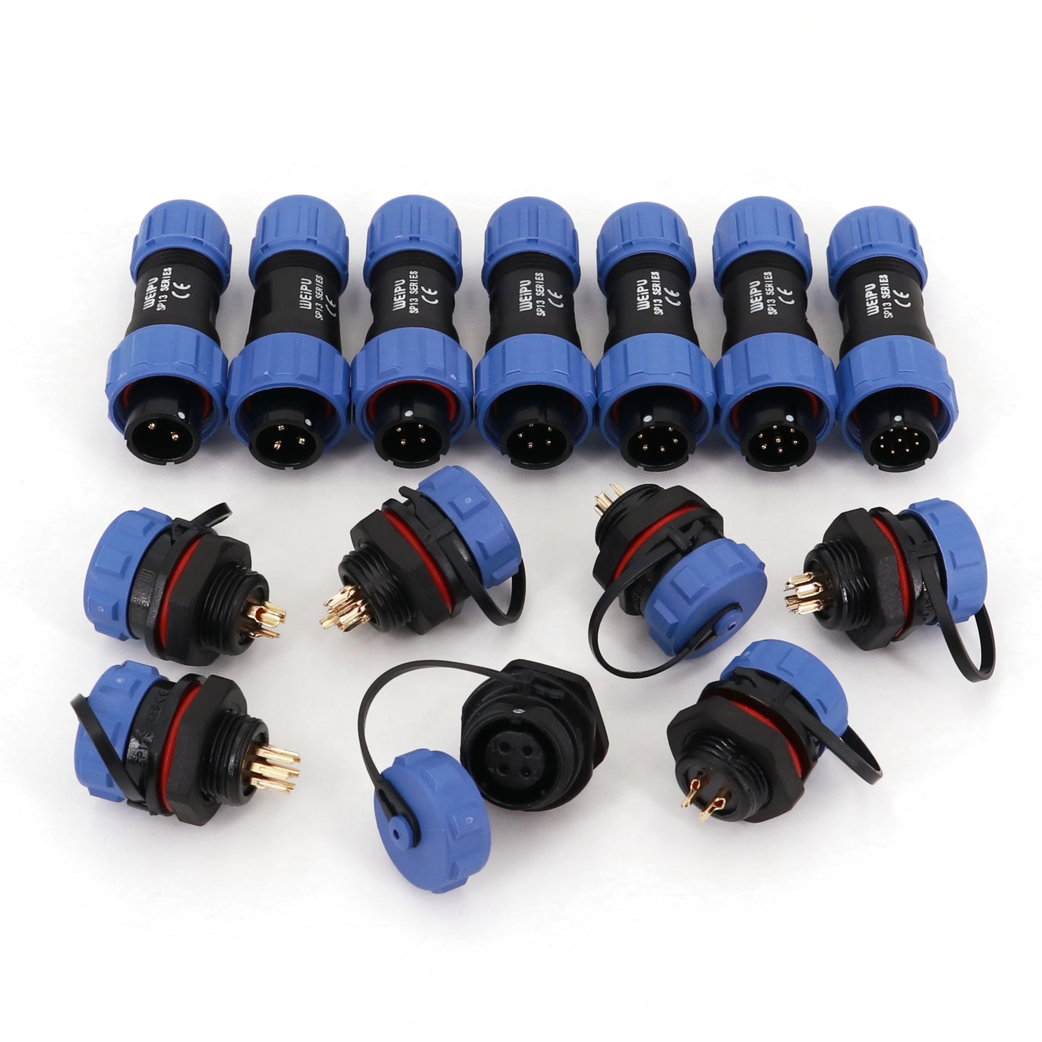 Weipu SP13 Series Waterproof IP68 Chassis Panel Mount Circular Aviation ...