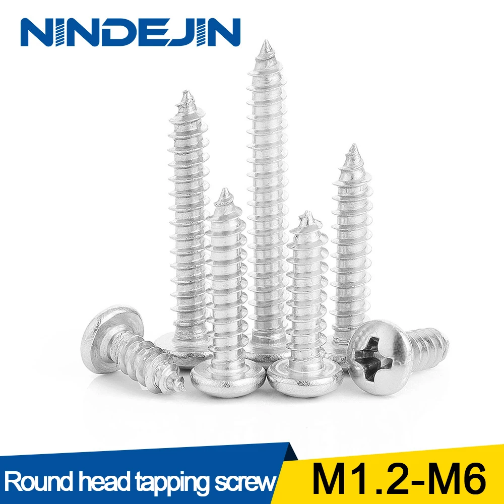 Nindejin Cross Recessed Round Head Tapping Screw M1.2 M1.4 M1.7 M2 M2.3 M2.6 M3 M4 M4.2 M5 M6 ...