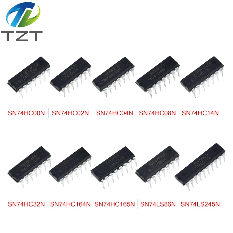 10 piezas SN74HC00N SN74HC02N SN74HC04N SN74HC08N SN74HC14N SN74HC32N ...