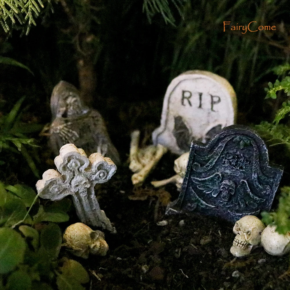 Miniature Tombstones Halloween Decoration Fairy Garden Cemetery ...