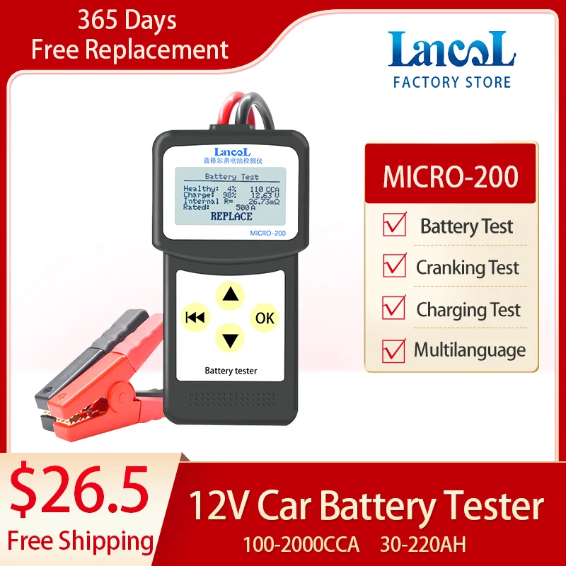 Lancol Micro-200 Digital 12 Volt Automotive Car Battery Tester Cca ...