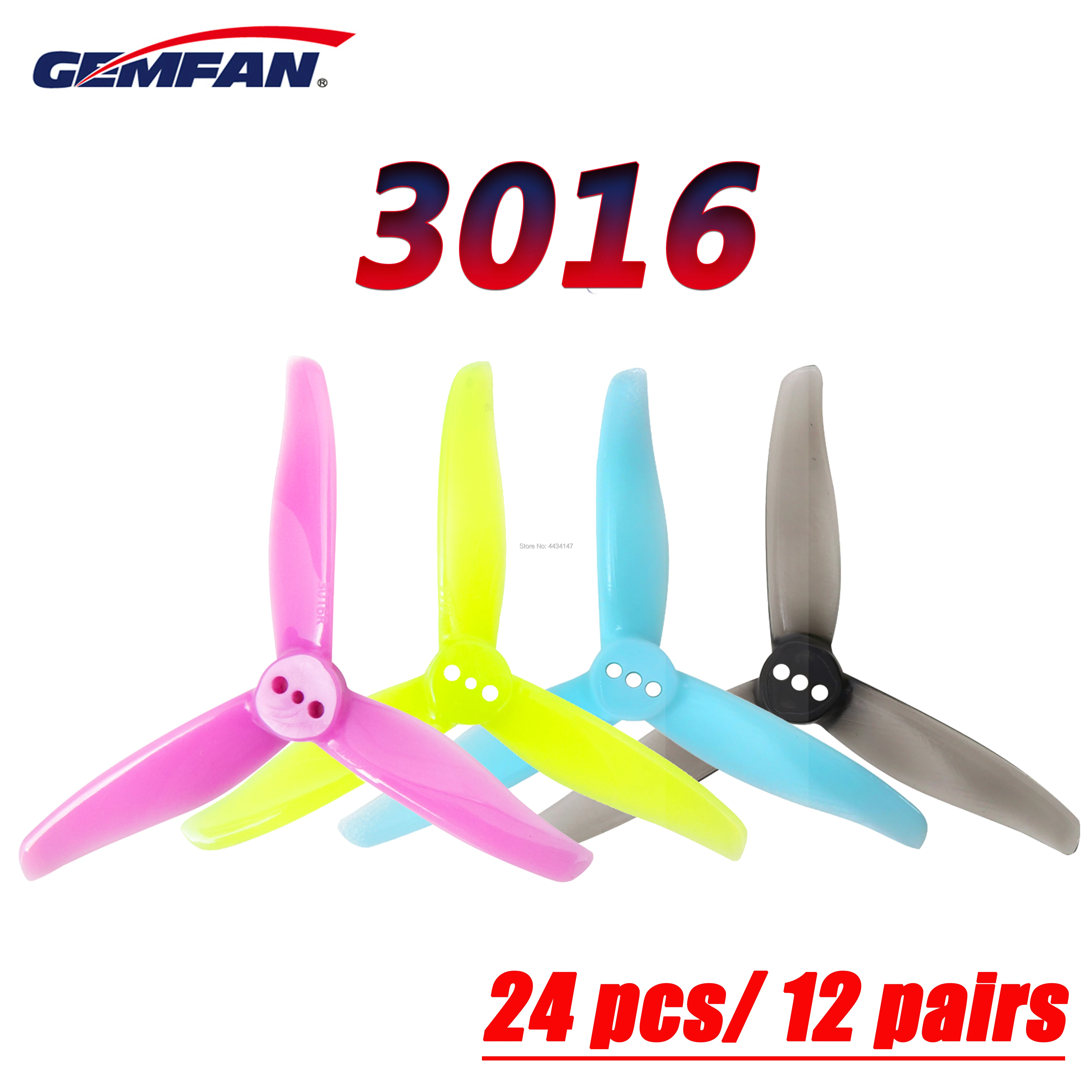 24 pcs/ 12 pairs Gemfan 3016 3inch 3-blade Propeller Props FPV 1.5mm ...