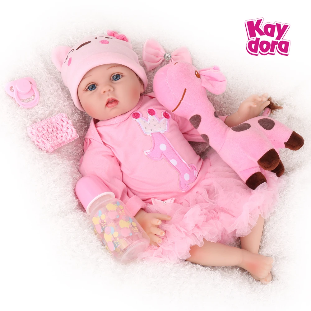 Boneca bebê reborn, 22 polegadas, corpo de pano, silicone adorável ...