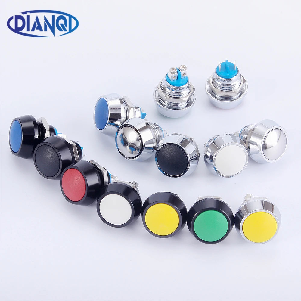 12mm domed Momentary Zinc aluminum Alloy Metal Push Button Switch Screw terminal push button Car ...