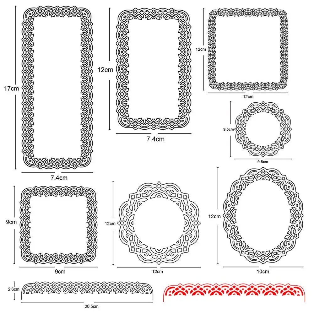 Geometric Border DIY Scrapbooking Stencil Craft Metal Cutting Dies ...