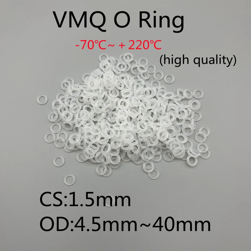 10/50pcs VMQ White Silicone Ring Gasket CS 1.5mm OD 4.5 ~ 40mm Food Grade Waterproof Washer ...