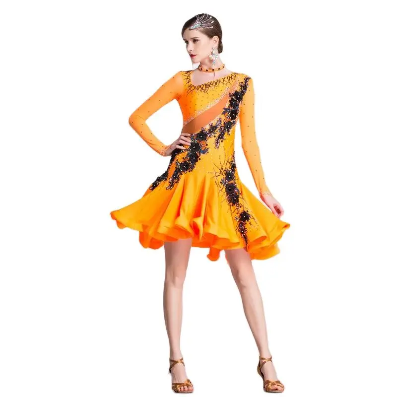 L-18333-Ballroom-Sexy-Outfit-Dress-Latin-Dance-Dresses-for-Women-Orange ...