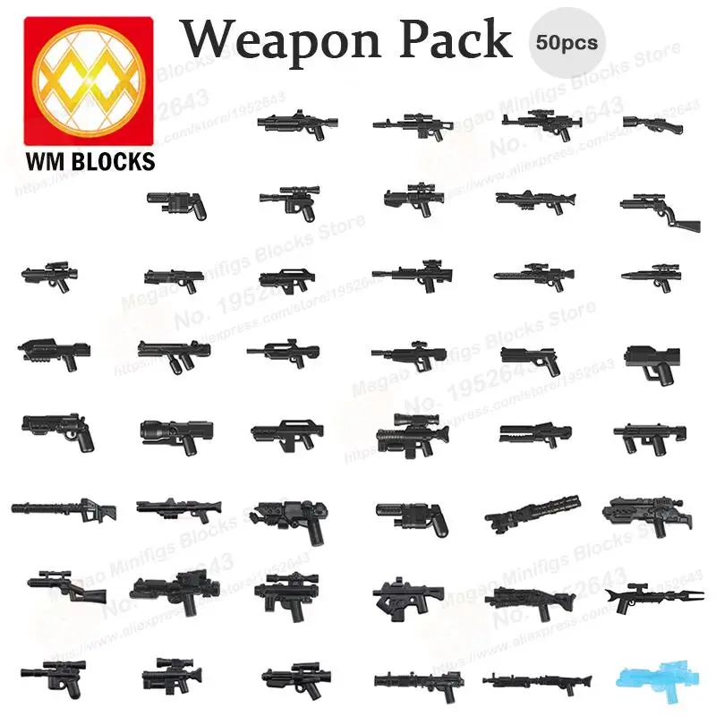 WM Blocks 50Pcs/lot Weapon Pack War Movie Army Trooper Knight Blaster ...