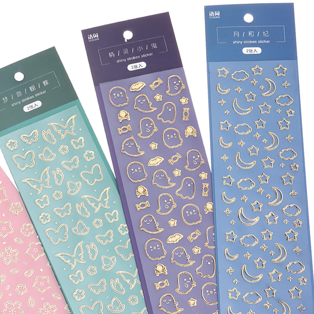 Transparent Stickers Gold | Silver Gold Stickers Butterfly - 2pcs Gold ...