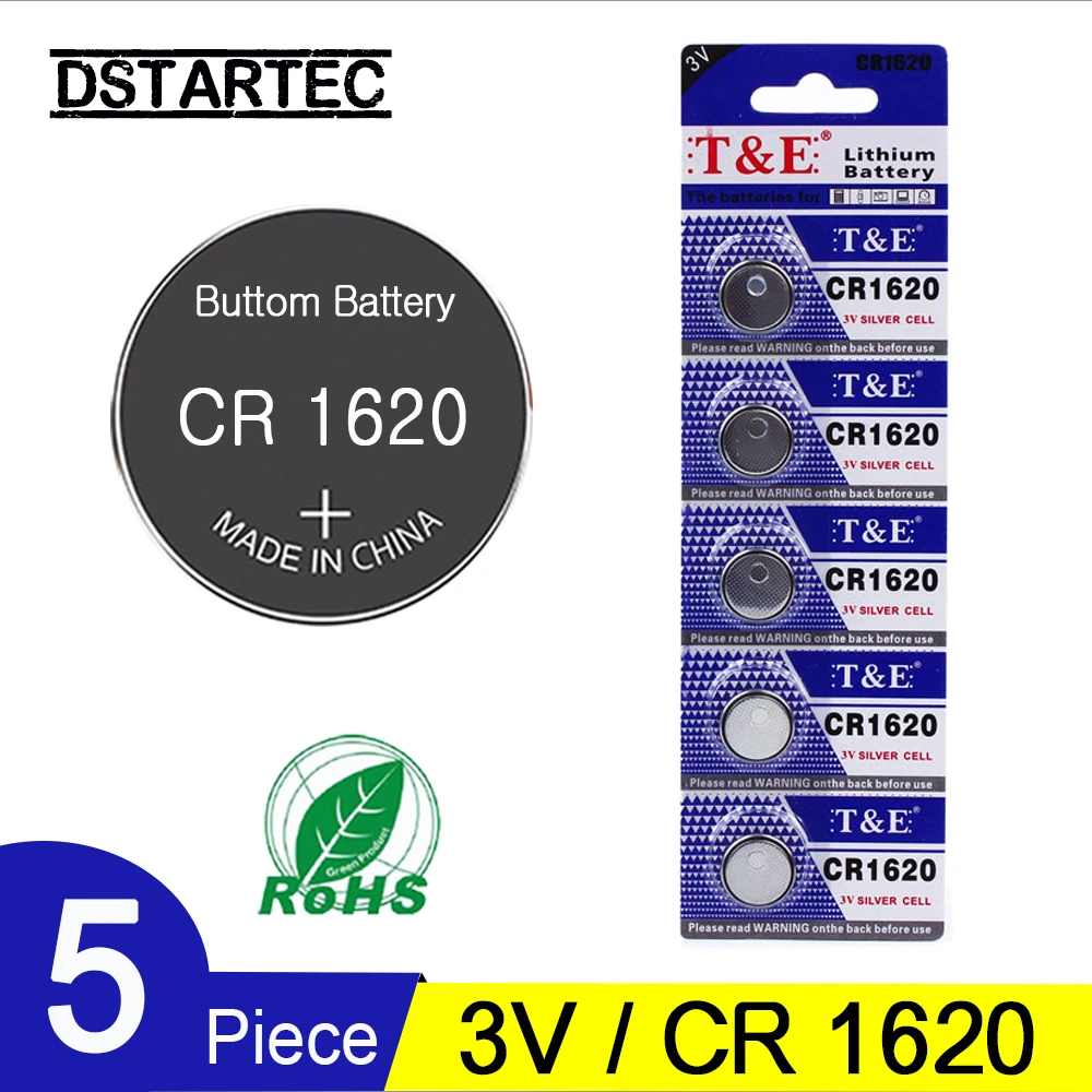 5PCS = 1 30mAh CR1620 3V เซลล์แบตเตอรี่ปุ่ม DL1620 CR 1620 ECR1620 ...