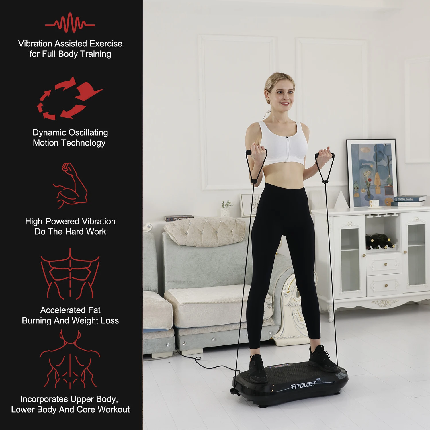 High Quality Vibration Plate Massager Machine With Two Resistance Band ...