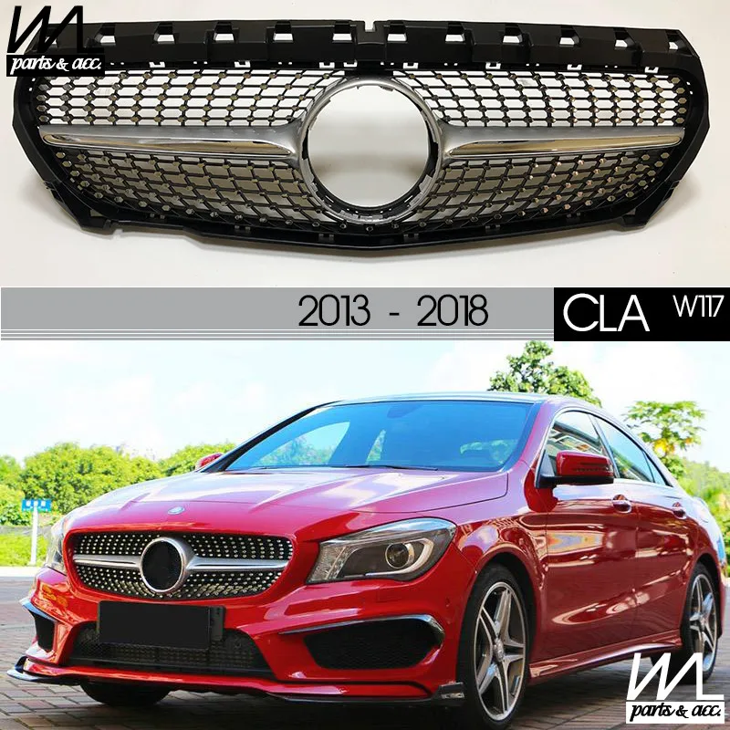 Panamericana Type Black Silver Front Bumper Diamonds Grille Replacement ...