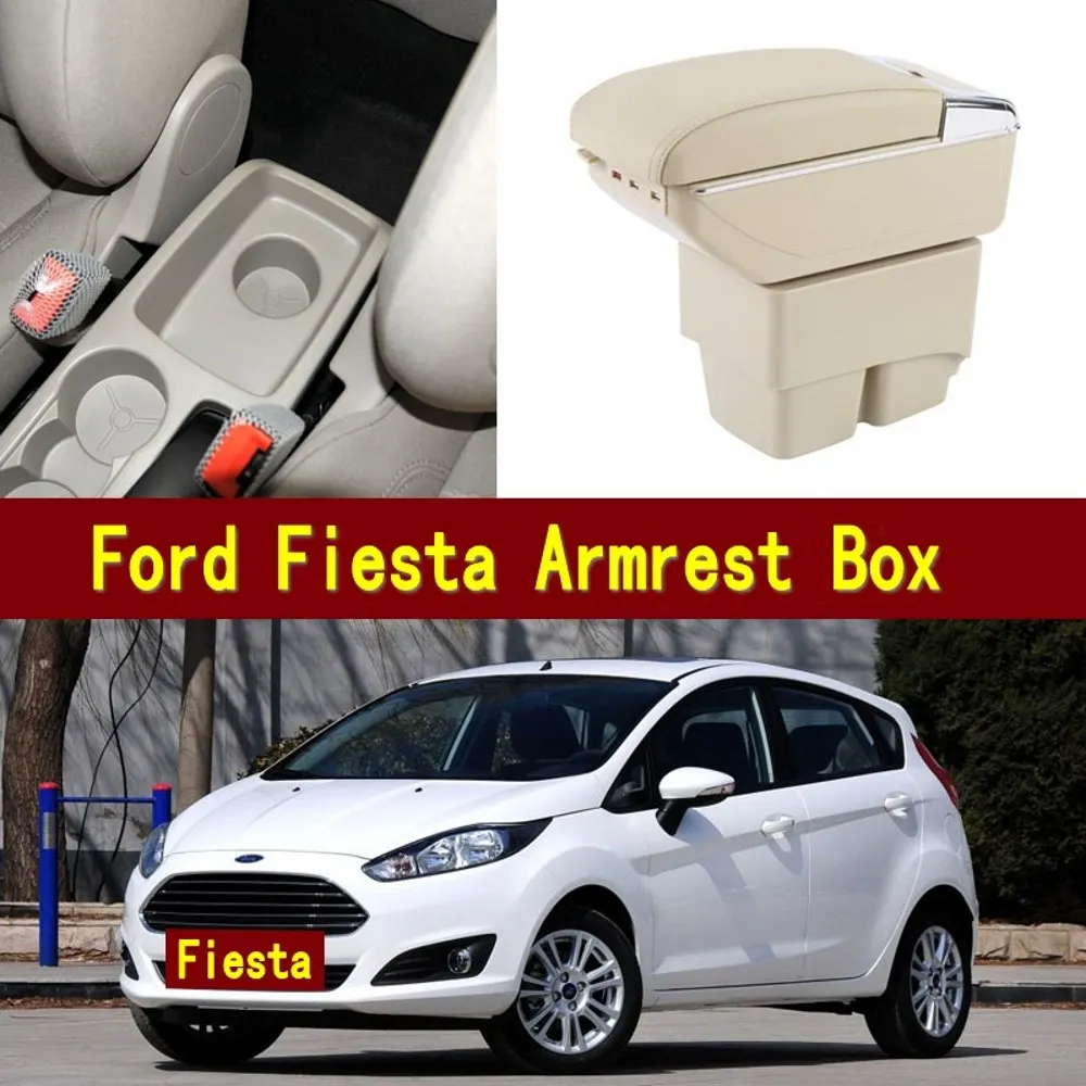 For Ford Fiesta armrest box central Store content box with cup holder ...