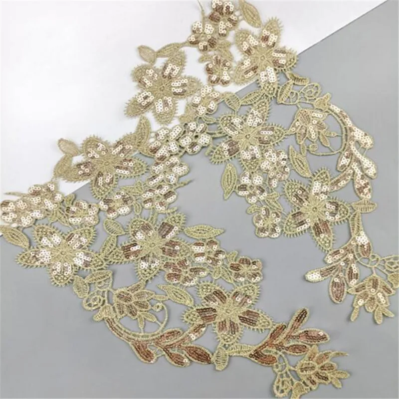 Pegatinas de tela de lentejuelas doradas, parche de encaje, accesorios ...