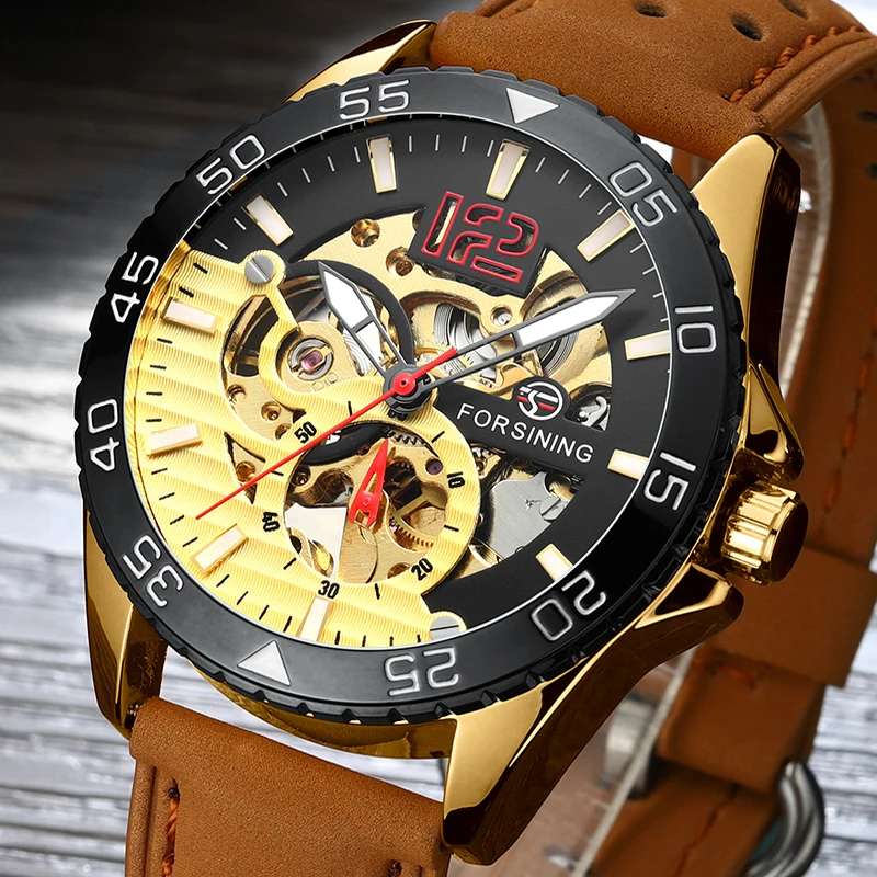 Mens Watch Relogio Masculino Automatic Leather Strap Mechanical Watch ...