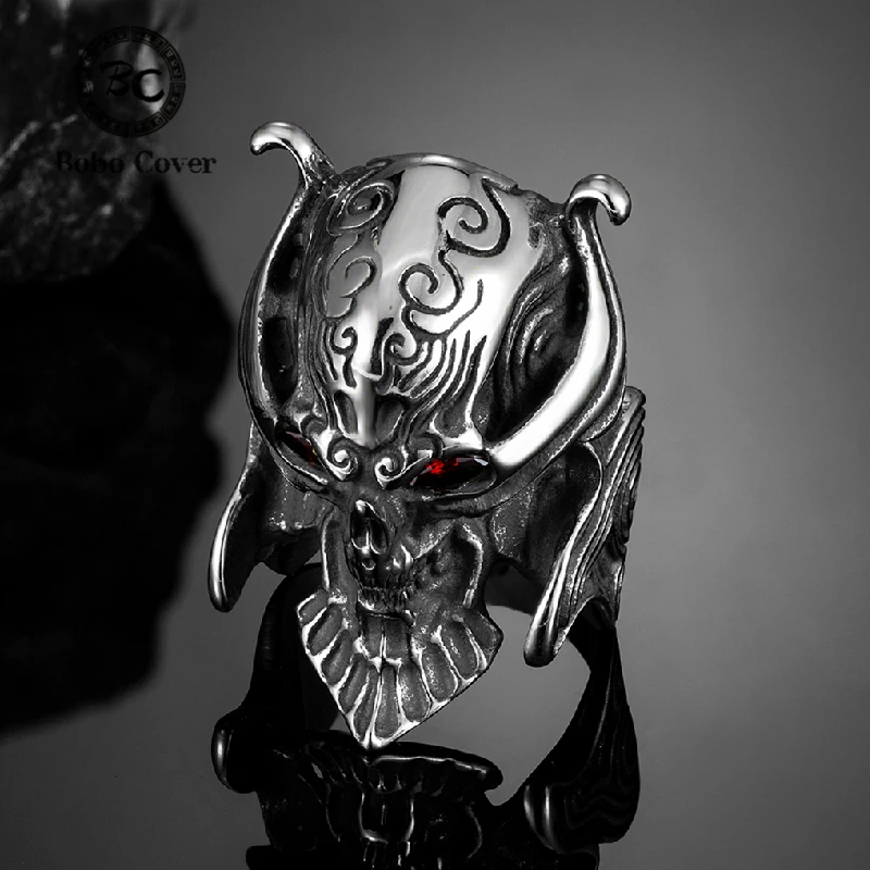 Retro-Japanese-Samurai-Garo-Helmet-Ring-Men-Stainless-Steel-Bushido ...