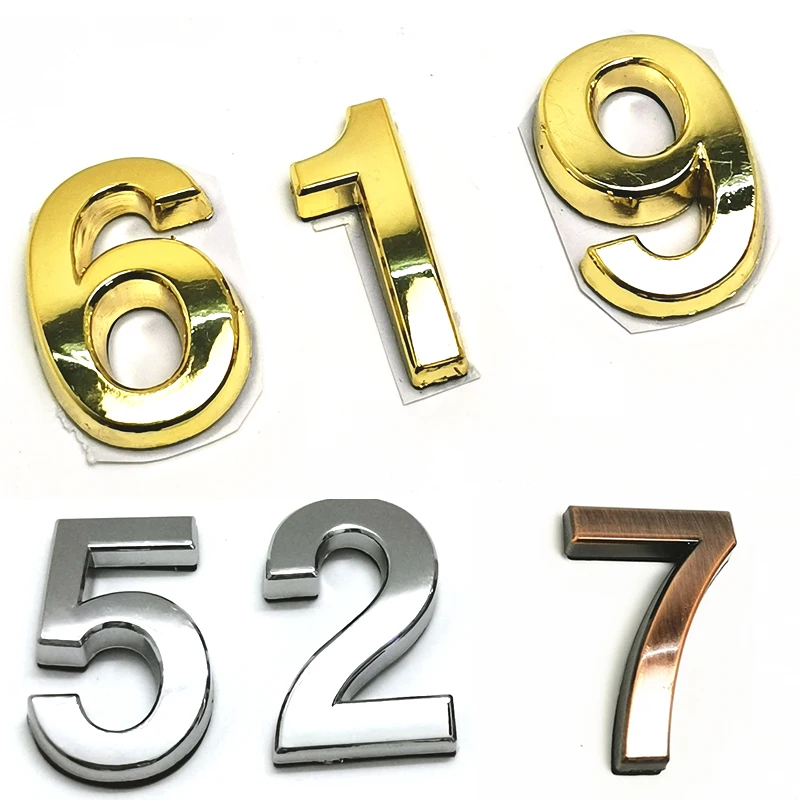 House Number Sticker 35mm Abs Plastic Door Plate Digit Silver/golden ...