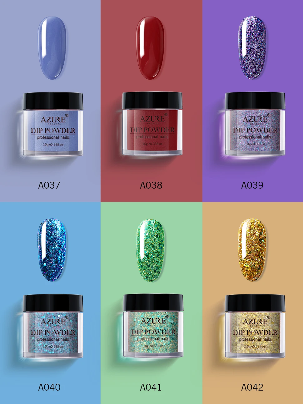 AZURE BEAUTY, 6 шт./лот, розовый цвет, градиентный цвет, голограмма ...