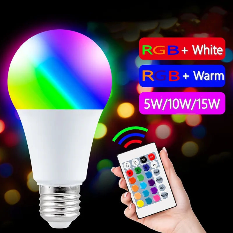 Rgb Led Bulb Lights 220v E27 5w 10w 15w Rgb With White Light Led ...