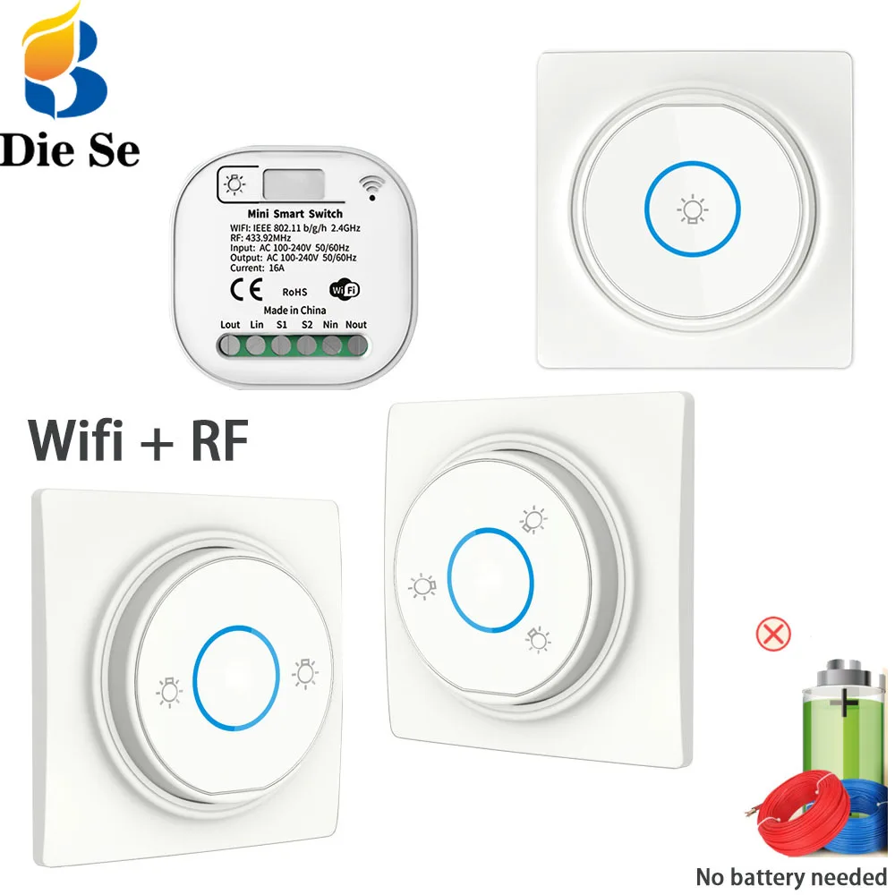 Smart-Home-WiFi-RF-Switch-16A-220V-Receiver-and-433mhz-Kinetic-Self ...