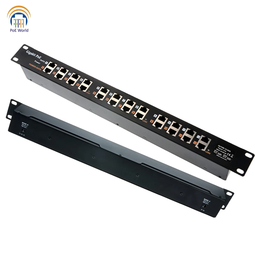 Gigabit POE Injector 12 Port Multiport Rack Mount POE Patch Panel 100 ...