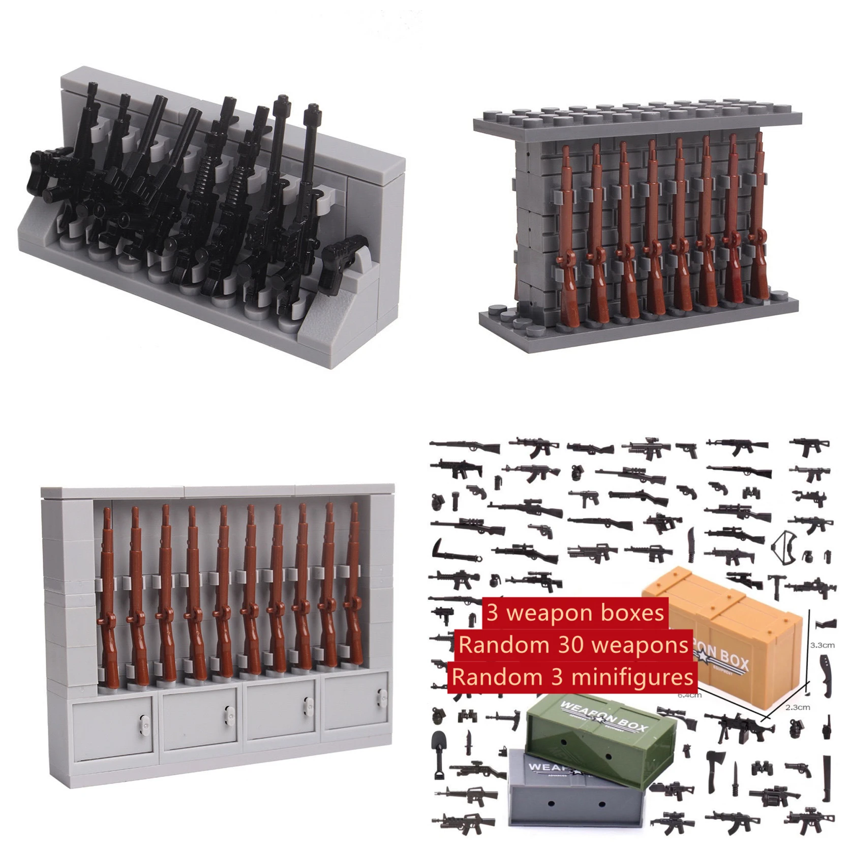 Military-Building-Blocks-Weapon-Shelf-Guns-Rack-Box-Army-Parts-WW2 ...