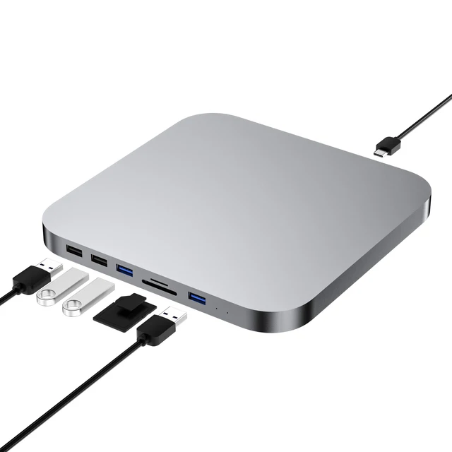2020 Silver M1 Mac Mini Hub Ssd Adapter Hard Drive Enclosure Docking ...