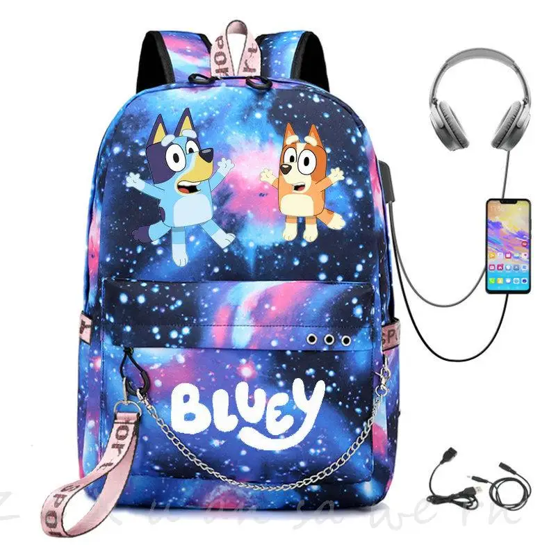 Bingo Bluey Backpack Usb Charging Men Women Backpack Waterproof ...