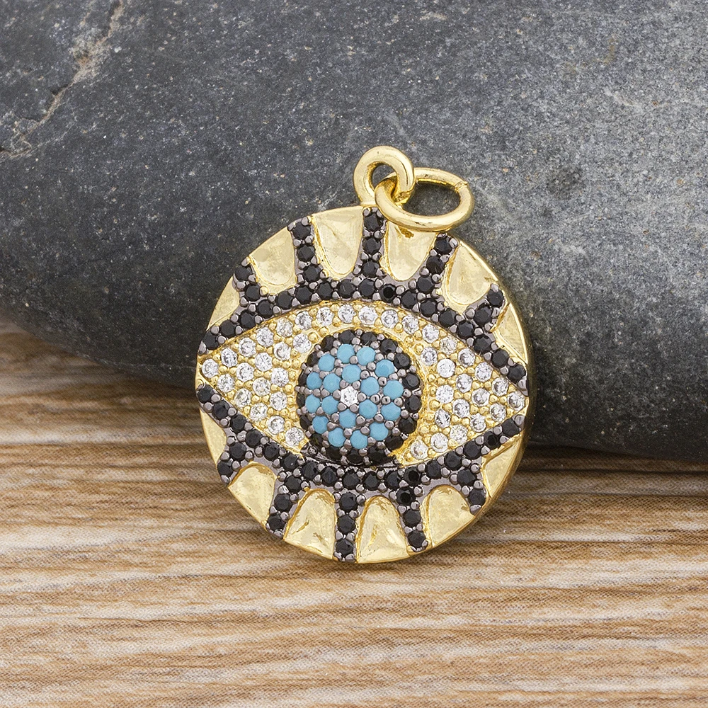 Pingente redondo de cristal mau olhado, para mulheres, colar, brincos, acessórios de joias ...