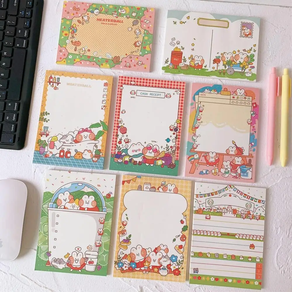 50pcs Page Office Wordpad Girls School Student Notepad Cartoon Sticker ...
