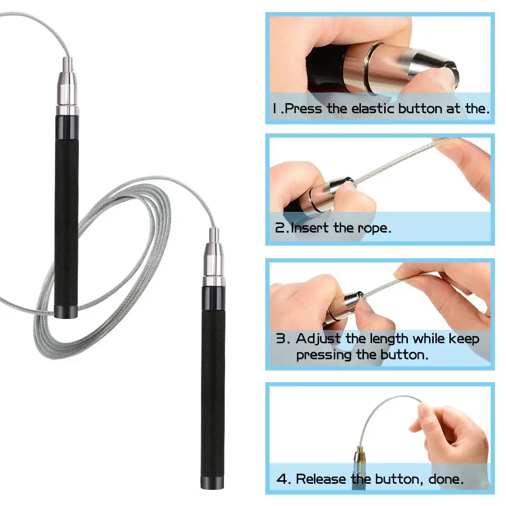 CORDE A SAUTER,Black--corde à sauter de vitesse en métal, autobloquant ...