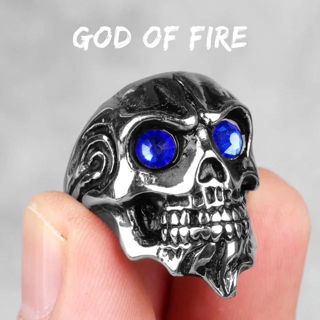 Stainless Steel Men Gothic Skull Head Rings